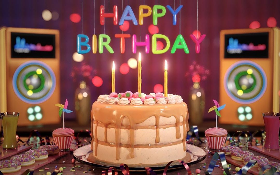 Happy Birthday Greetings animated cake and speaker visualization in 4K ...